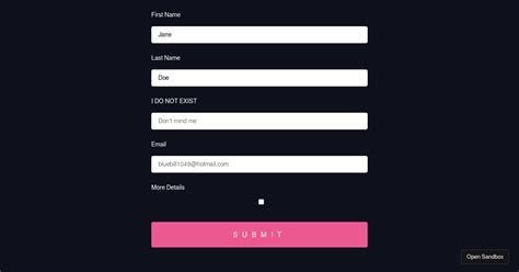 Formik Initial Values Codesandbox