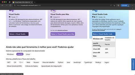 Instalação do Visual Studio Code Windows MacOs
