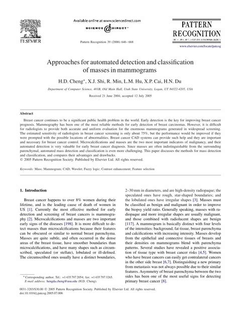 Pdf Approaches For Automated Detection And Classification Of Masses