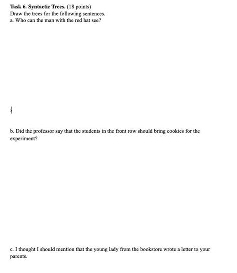 solved task 6 syntactic trees 18 points draw the trees