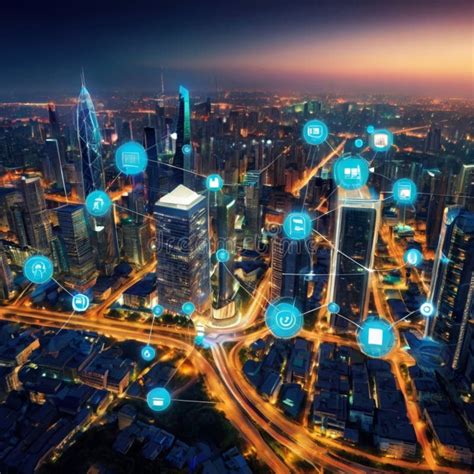 The Abstract Visual Image Wireless Communication Network Smart City And Internet Of Things