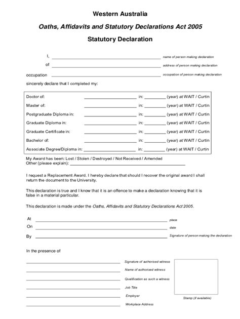 Fillable Online Sample Form Statutory Declaration Fax Email Print PdfFiller