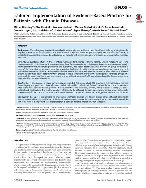 Pdf Tailored Implementation Of Evidence Based Practice For Patients With Chronic Diseases
