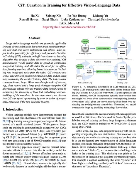 Meta AI 面向有效视觉 语言数据的训练中策划 智源社区
