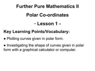 Lecture Polar Coordinates Pdf