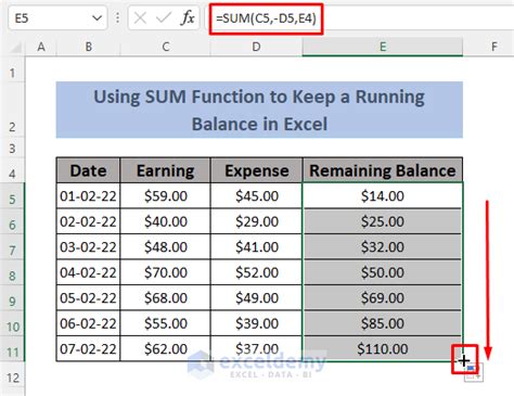 How To Keep A Running Balance In Excel 8 Methods
