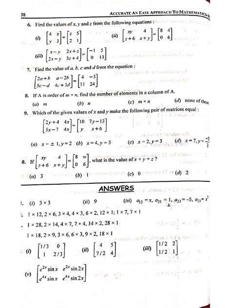 Matrix Chapter Maths Pdf