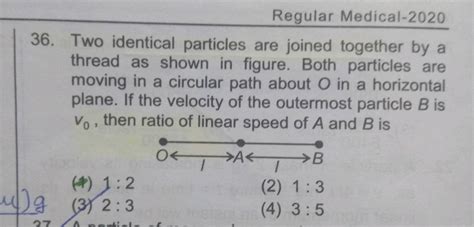 Regular Medical 2020 36 Two Identical Particles Are Joined Together By