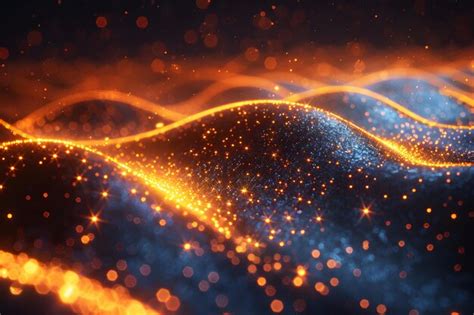 Abstract Glowing Waves With Sparkling Particles Digital Art For Posters Prints And Backgrounds