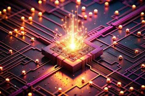 Illuminated Central Processing Unit A High Tech Digital Core Radiating Energy And Power