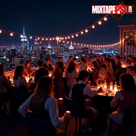 Rooftop Party Background At Night Mixtapepsd