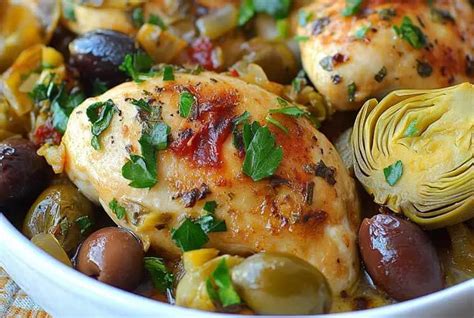 Mediterranean Lemon Chicken With Artichokes And Olives