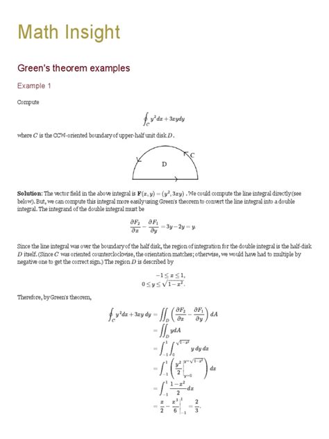 Greens Theorem Examples Integral Analysis