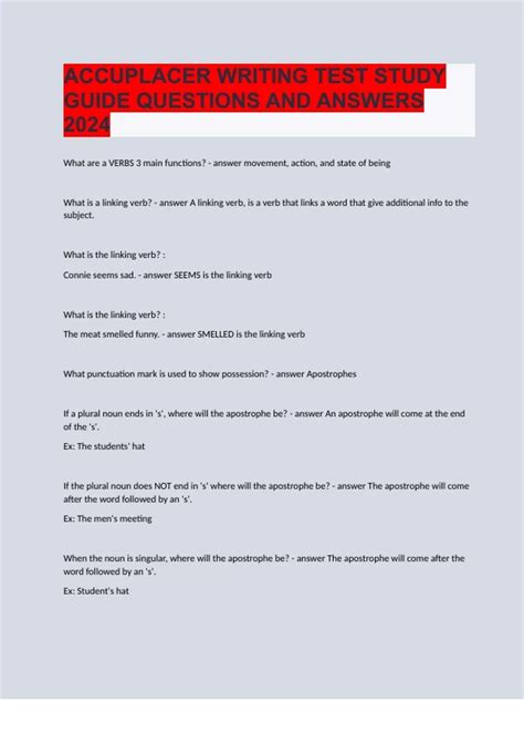 ACCUPLACER WRITING TEST STUDY GUIDE QUESTIONS AND ANSWERS ACCUPLACER WRITING Stuvia US
