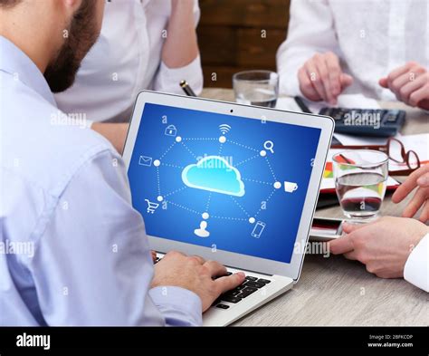 Man Working With Cloud Computing Diagram Modern Technology Concept Stock Photo Alamy