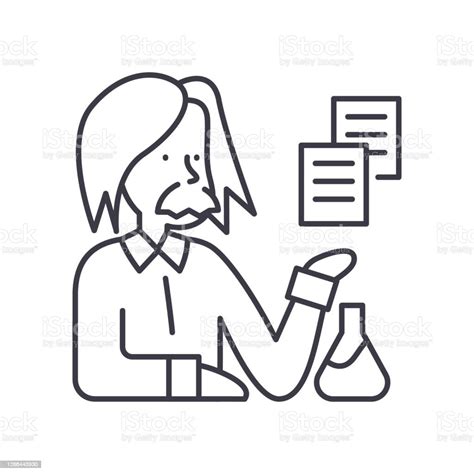 과학자 개념 아이콘 선형 격리 된 그림 얇은 선 벡터 웹 디자인 기호 흰색 배경에 편집 가능한 스트로크와 개요 개념 기호 개념에 대한 스톡 벡터 아트 및 기타 이미지