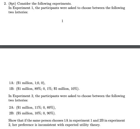 Solved (8pt) ﻿Consider the following experiments.In | Chegg.com