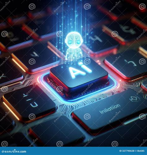 Illuminated Laptop Keyboard With Ai Button Futuristic Depictions Of Artificial Intelligence