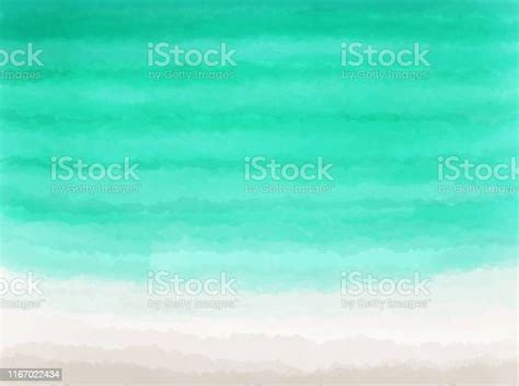 수채화 해변 배경 청록색 녹색과 베이지 색 의 손 그린 추상 적 질감열대 여름 개념 수채화 스트로크 디자인 요소 수채화에 대한 스톡 벡터 아트 및 기타 이미지 Istock