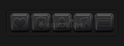 D Icons Mini Black Set Mobile Phone App Buttons Stock Vector Illustration Of Isolated