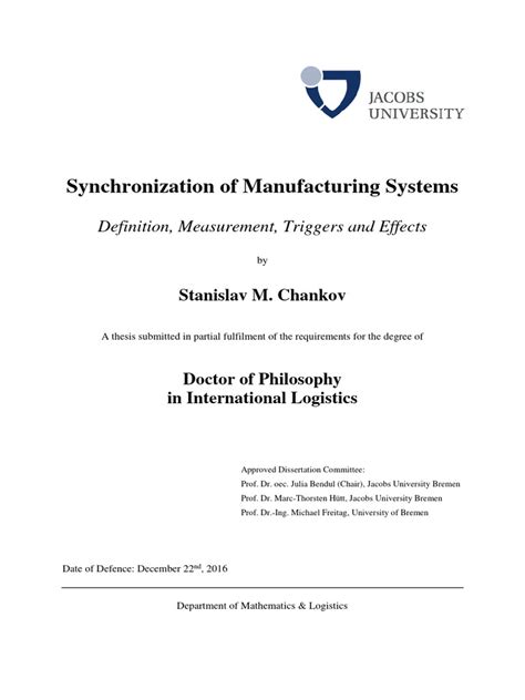 Synchronization Of Manufacturing Systems Pdf System Emergence