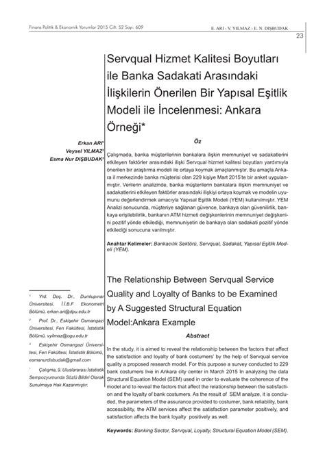 Pdf The Relationship Between Servqual Service Quality And Loyalty Of Banks To Be Examined By A