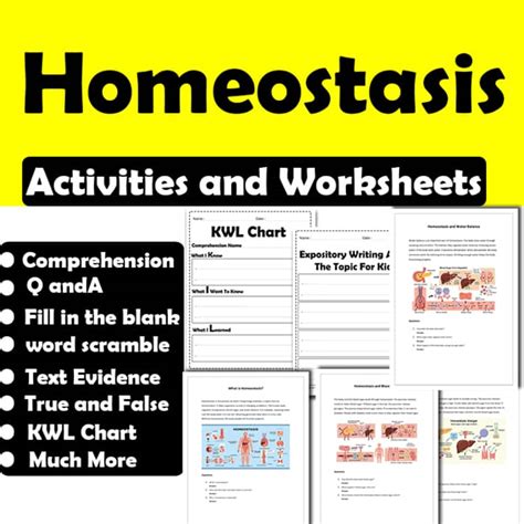 Homeostasis Worksheets Activities Science Reading Comprehensions