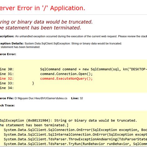 Khắc Phục Lỗi String Or Binary Data Would Be Truncated