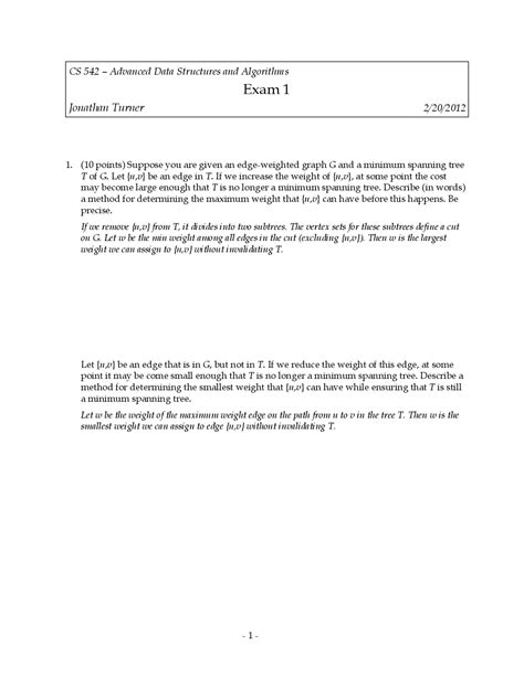 Maximum Weight Advanced Data Structures And Algorithms Solved Exam