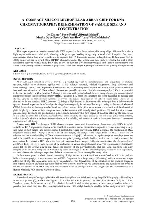 Pdf A Compact Silicon Micropillar Array Chip For Dna Chromatography Determination Of Sample