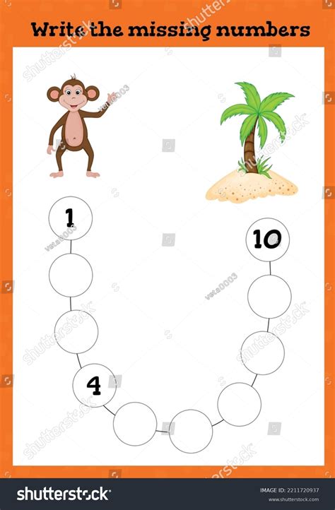 Write Missing Number Worksheet Education Stock Vector Royalty Free 2211720937 Shutterstock