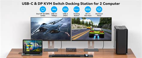 Cmstedcd Kvm Docking Station 4k120hz Usb C Kvm Switch 2 Monitors 2 Computers