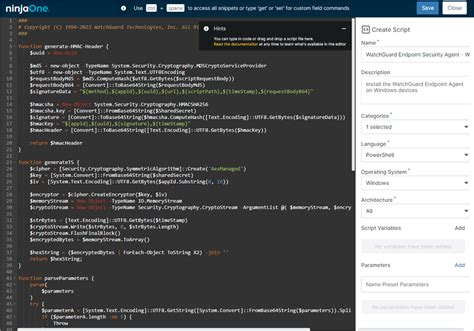 use endpoint security installation scripts in ninjaone