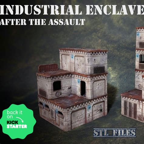 3d Printable Industrial Enclave After The Assault Scifi Terrain By