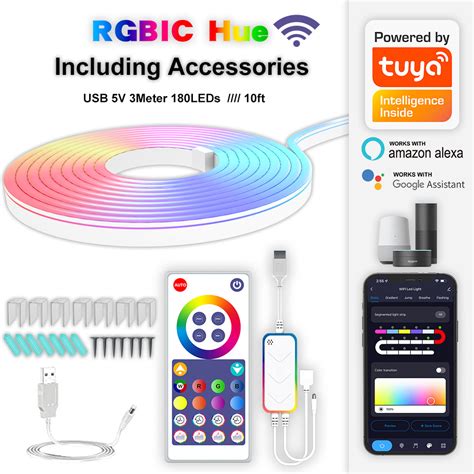 Tuya Wifi ควบคม12โวลต5เมตร RGB ทมความยดหยน DIY นออนสมารท Led S TRIP 300เซนตเมตร Led S