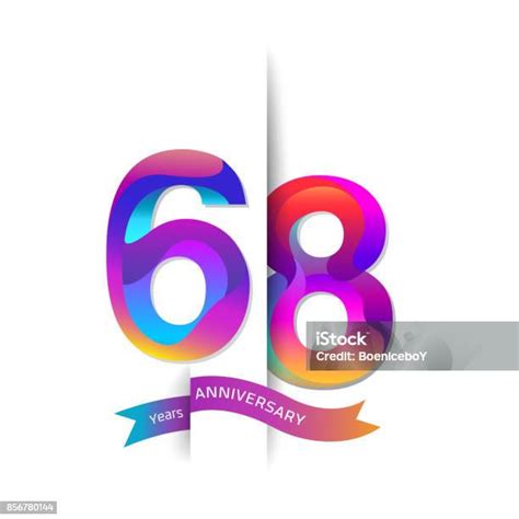 68 년 주년 다채로운 양식 번호입니다 안내 책자 전단지 포스터 웹 및 배너 디자인에 적용 가능 합니다 벡터 일러스트 레이 션 개성 개념에 대한 스톡 벡터 아트 및 기타