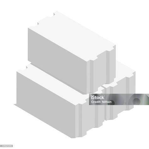 흰색 배경에 격리 된 콘크리트 블록의 등색 벡터 일러스트 파일 신더 블록 또는 라임 벽돌 플랫 만화 스타일의 다채로운 벡터 아이콘 건축 및 건설용 자재 3차원 형태에 대한