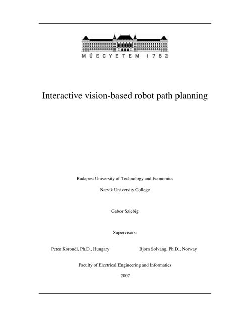 Pdf Interactive Vision Based Robot Path Planning