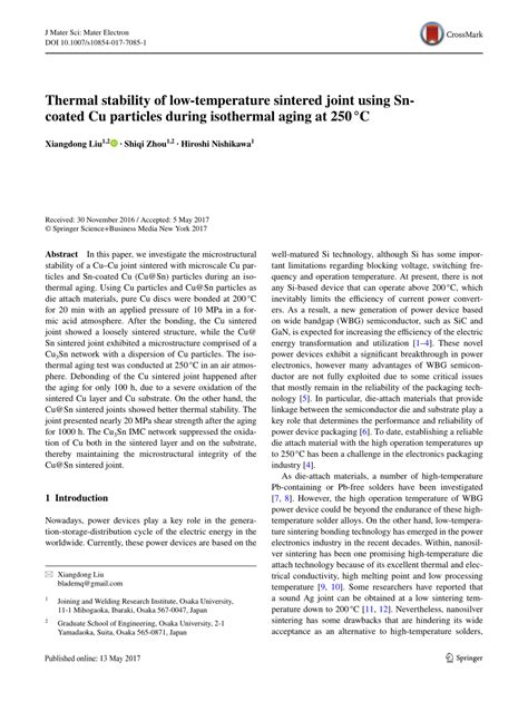 Pdf Effect Of Isothermal Aging At 250 °c On Shear Strength Of Joints