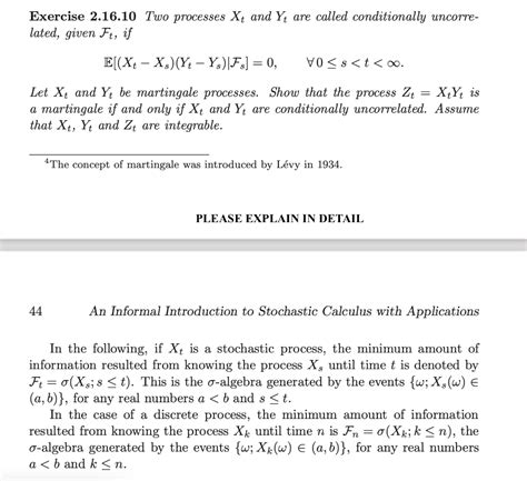 Solved Exercise 21610 Two Processes Xt And Yt Are Called