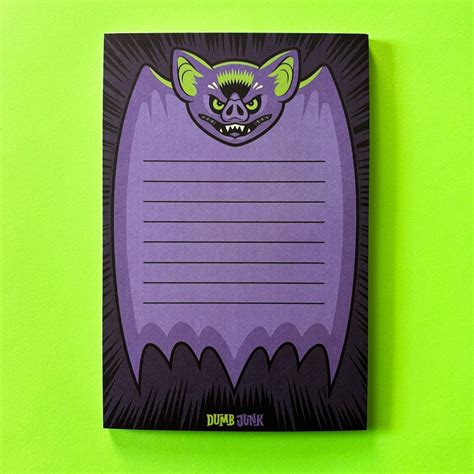 Vampire Bat Notepad 4x6 Horror Art Office Supplies Goth Stationery Alternative Desk Pad