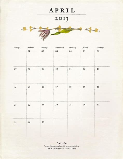 April Calendar Event Calendar Template Event Calendar Calendar Design