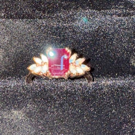 Vintage Teardrop Ruby Engagement Ring Set Milgrain Three Stone Wedding