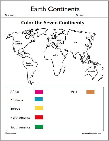 Continents Worksheet For Kindergarten 720x960