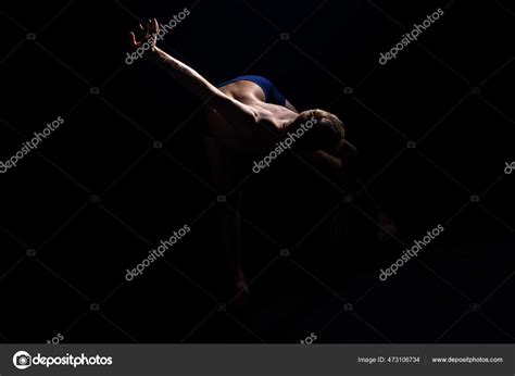 Modern Semi Nude Dancer Performing Artistic Contemporary Dance Black