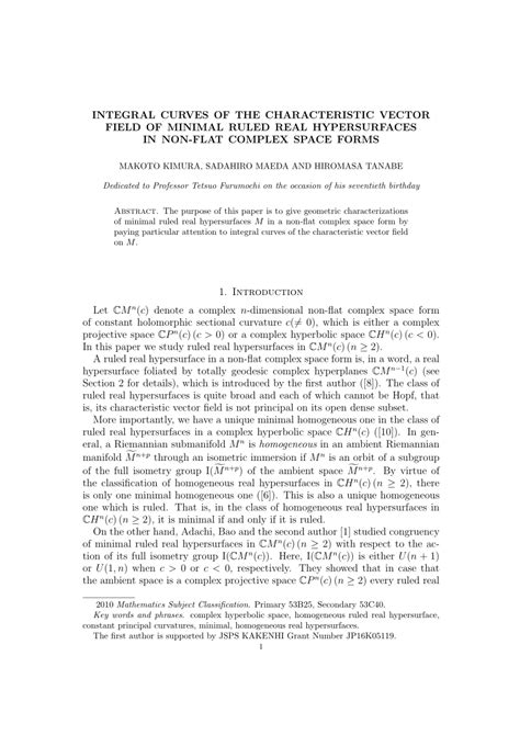 Pdf Integral Curves Of The Characteristic Vector Field Of Minimal