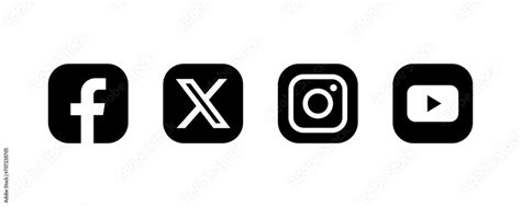 Facebook X Instagram Youtube Tiktok Collection Of Popular Media Icons Editorial Vector