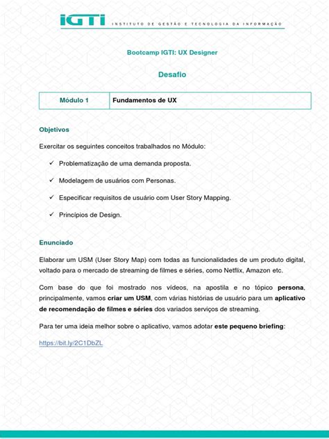 enunciado do desafio módulo 1 bootcamp ux designer pdf ciência