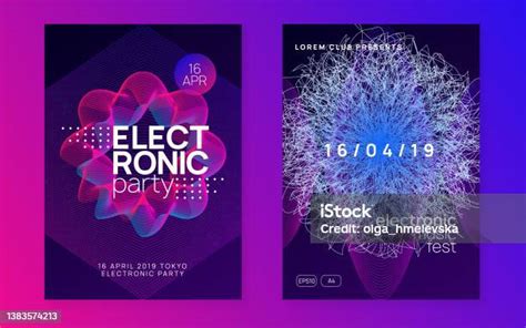 Dj 이벤트 네온 전단지 테크노 트랜스 파티 전기 댄스 음악 E Dj에 대한 스톡 벡터 아트 및 기타 이미지 Dj 곡선