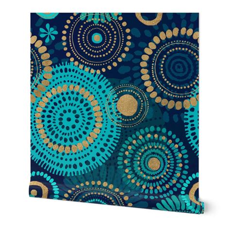 Opulent Rhapsody Of India Turquoise Teal Wallpaper Spoonflower